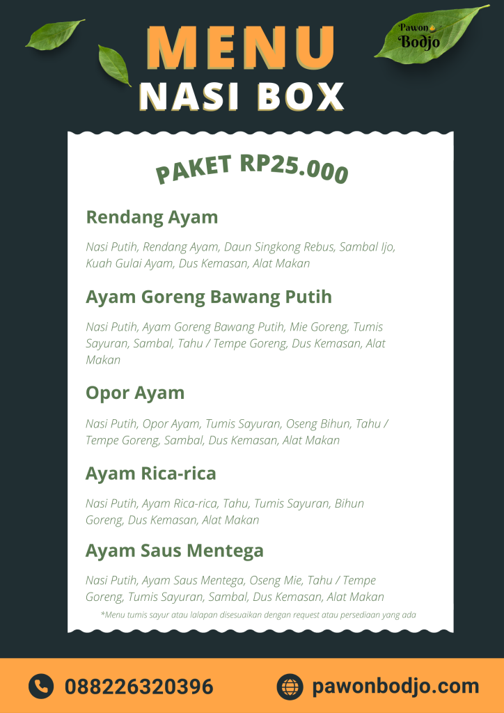 Pawon Bodjo – Catering Nasi Box No 1 Di Jogja